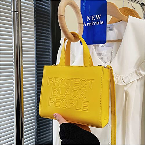 Qiayime Purse and Handbag Protect Black Women Bag Fashion Ladies PU Leather Top Handle Shoulder Satchel Bag Tote Crossbody (yellow)