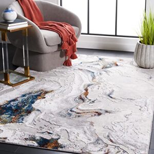 safavieh amelia collection 9′ x 12′ grey/blue gold ala277k modern abstract non-shedding area rug