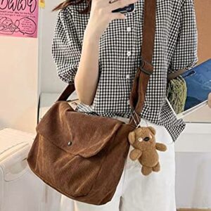 Women Corduroy Crossbody Bag Casual Corduroy Hobo Bags Large Shoulder Tote Bag Fashion Messenger Bag