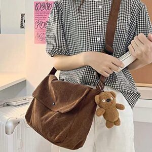 Women Corduroy Crossbody Bag Casual Corduroy Hobo Bags Large Shoulder Tote Bag Fashion Messenger Bag