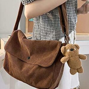 Women Corduroy Crossbody Bag Casual Corduroy Hobo Bags Large Shoulder Tote Bag Fashion Messenger Bag