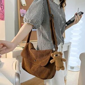 Women Corduroy Crossbody Bag Casual Corduroy Hobo Bags Large Shoulder Tote Bag Fashion Messenger Bag