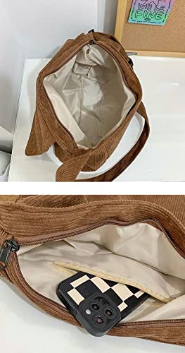 Women Corduroy Crossbody Bag Casual Corduroy Hobo Bags Large Shoulder Tote Bag Fashion Messenger Bag