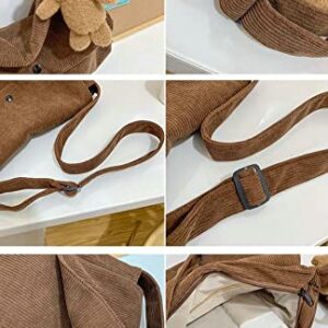 Women Corduroy Crossbody Bag Casual Corduroy Hobo Bags Large Shoulder Tote Bag Fashion Messenger Bag