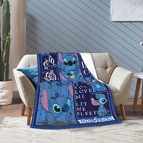 Soft Throw Blanket Lightweight Sofa Blanket Bed Blankets Ultra Velvet Blanket Quilt Durable Carpet Home Decor Blanket 60"x50" Cartoon Cute Stitch (1)