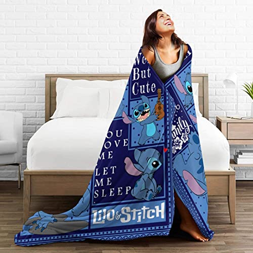 Soft Throw Blanket Lightweight Sofa Blanket Bed Blankets Ultra Velvet Blanket Quilt Durable Carpet Home Decor Blanket 60"x50" Cartoon Cute Stitch (1)