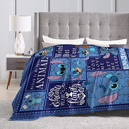 Soft Throw Blanket Lightweight Sofa Blanket Bed Blankets Ultra Velvet Blanket Quilt Durable Carpet Home Decor Blanket 60"x50" Cartoon Cute Stitch (1)