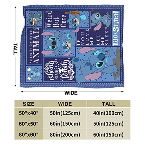 Soft Throw Blanket Lightweight Sofa Blanket Bed Blankets Ultra Velvet Blanket Quilt Durable Carpet Home Decor Blanket 60"x50" Cartoon Cute Stitch (1)