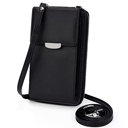 UTO Crossbody Cell Phone Bag for Women Vegan Leather Wristlet Wallet Purse Card Cash Holder