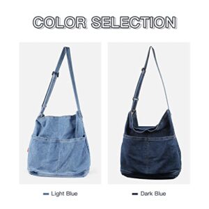 Emprier Denim Shoulder Bag for Women Hobo Tote Bag Denim Purses Retro Crossbody Bag for Teenager girls