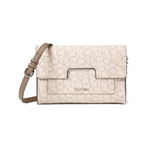 Calvin Klein Monogram Flap Crossbody Vanilla/Khaki/Modern Taupe One Size