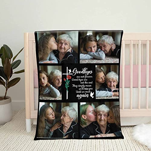 Artsadd Custom Sympathy Blanket with Memorial Photos, We'll Miss You Blanket Personalized in Loving Memory Throw Blanket Sympathy Gifts Remembrance Gift for Loss of Loved One Pet 60x80