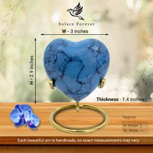 Blue Heart Urn for Ashes - Heart Keepsake Urn with Stand & Premium Box - Small Urn for Human Ashes - Honor Your Loved One with Mini Urn Heart Shaped - Heart Cremation Urn for Men, Women & Infants