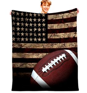 soft fleece baseball football throw blanket, cozy sherpa warm fuzzy thick bed couch sofa blankets for sport fans kids adults gifts 60″x 50″ (football-brown)