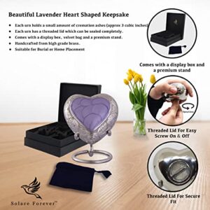 Lavender Heart Keepsake Urn - Heart Cremation Urn for Human Ashes - Small Urn with Box & Heart Urn Stand - Honor Your Loved One with Mini Lavender Urn Heart Shaped - Purple Urn for Men & Women