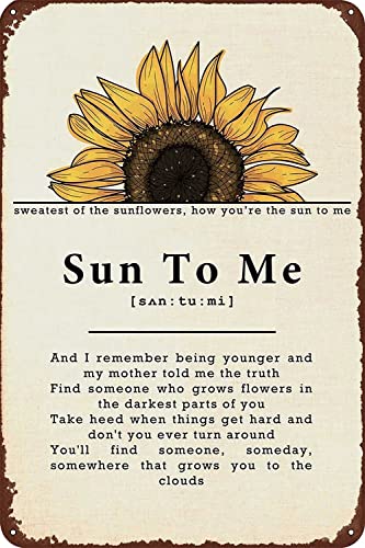 Charcasus Metal Tin Sign Zach Sun To Me Lyrics Bryan Wall Art Prints Retro Look Decoration Poster Home Room Bar Pub Decor 8x12 Inch