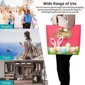 ASYG Easter Bags, Cute Easter Bunny and Eggs Tote Bag for Women Men, Easter Shoulder Bag