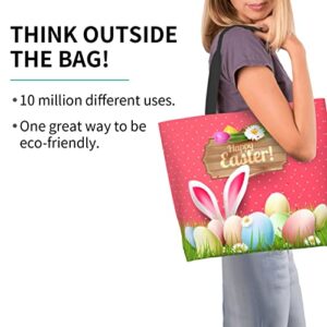 ASYG Easter Bags, Cute Easter Bunny and Eggs Tote Bag for Women Men, Easter Shoulder Bag