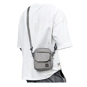 grey small side shoulder bag crossbody bag for men women mini messenger bag satchel bag travel purse wallet passport holder bag, cell phone purse neck pouch wallet- unisex large size