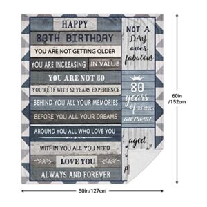 80th Birthday Gifts for Women Men, 80th Birthday Thrown Blanket 50" x 60", 80 Years Old Gifts Ideal for Him Her, 1943 Blanket Gift for Parents Husband Friends Bestie 80th Birthday Blanket Decorations