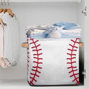 Cube Storage Bins 13 Inch Fabric Storage Basket Baseball Surface Square Storage Bins Collapsible Nursery Storage Bin Organizer Basket Sport Ball Storage Box for Shelves, Closet