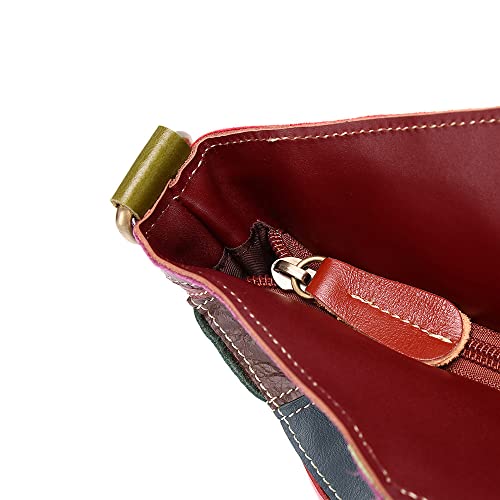 Segater Women Shoulder Handbag Genuine Leather Random Square Splicing Satchels Work Shopper Crossbody Purses