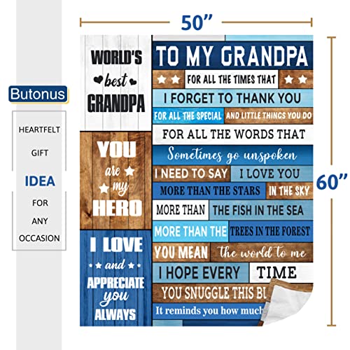 Grandpa Gifts,Gifts for Grandpa,to My Grandpa Blanket 60”x50”,Grandpa Birthday Gifts,Gift for Grandpa,Great Grandpa Gifts from Grandchildren Granddaughter Grandson,Best Gifts for Grandpa