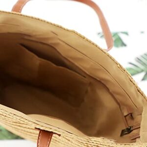 Straw Tote Bag Shoulder Bag for Women Straw Beach Bag Handbag Soft Bohemian Hobo Bag Casual Beach Daypack for Vacation