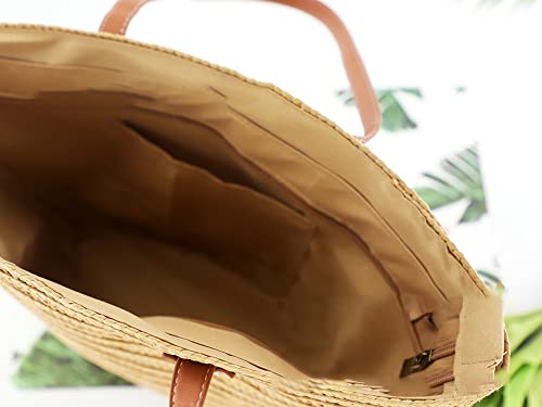 Straw Tote Bag Shoulder Bag for Women Straw Beach Bag Handbag Soft Bohemian Hobo Bag Casual Beach Daypack for Vacation