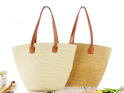 Straw Tote Bag Shoulder Bag for Women Straw Beach Bag Handbag Soft Bohemian Hobo Bag Casual Beach Daypack for Vacation