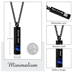 Kenning 8 Pcs Memorial Urn Necklace White Silver Cremation Jewelry for Ashes for Men Women Human Ashes Keepsake Black Blue Stainless Steel Cremation Pendant Bar Locket with Cubic Zirconia