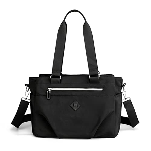 Women Shoulder Handbag Roomy Multiple Pockets Bag Ladies Crossbody Purse Fashion Tote (D-Black)