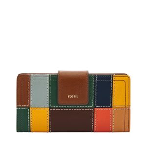 fossil women’s logan leather rfid-blocking tab clutch wallet