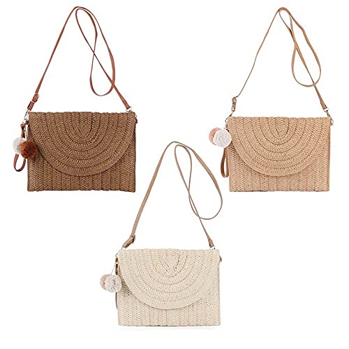 Crossbody Bags for Women Summer Beach Bag Handbag Pompon Envelope Purse Wallet Shoulder Casual Fashion Messenger Bag