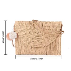 Crossbody Bags for Women Summer Beach Bag Handbag Pompon Envelope Purse Wallet Shoulder Casual Fashion Messenger Bag