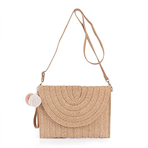 Crossbody Bags for Women Summer Beach Bag Handbag Pompon Envelope Purse Wallet Shoulder Casual Fashion Messenger Bag