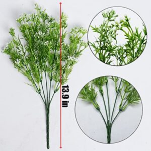 Outdoor Artificial Plants & Flowers Fake Outdoor Plants Artificial Shrubs for Outdoors Plastic Floral Arrangements Artificial with Vase (8 Pcs/White)