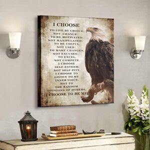 Motivational Canvas Wall Art Christian Bald Eagle Pictures Wall Decor Bald Eagle Gifts Inspirational Quotes Painting Wall Art for Office Bedroom Living Room Prints Artwork Framed 12"x16"