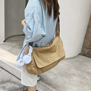 Canvas Messenger Bag Flap Hobo Crossbody Bag Women Mens Tote Bag Retro Canvas Crossbody Bag Shoulder Bag for School Work Travel