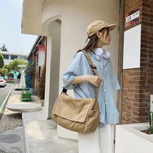 Canvas Messenger Bag Flap Hobo Crossbody Bag Women Mens Tote Bag Retro Canvas Crossbody Bag Shoulder Bag for School Work Travel