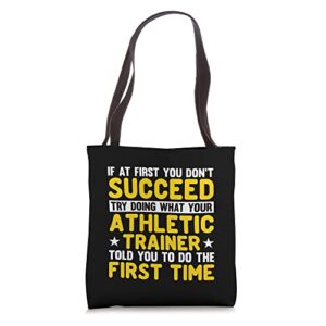 funny athletic trainer saying tote bag