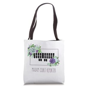 madam court reporter tote bag