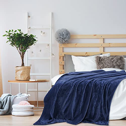 Dekoresyon Fleece Throw Blanket, Plush Fuzzy Bed Blanket Super Soft Lightweight Flannel Blankets for Couch Bed Sofa, (Navy, 60x80 Inches)