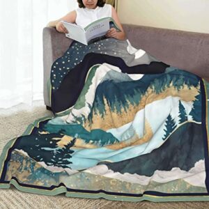 Mountain Forest Moonlight Blankets 60"X50" Ultra Soft Flannel Throw Blanket Plush Cozy Throws for Sofa Bed Micro Fleece Blanket for Adults Kids