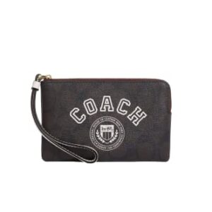 COACH Corner Zip Wristlet In Signature Canvas (IM/Brown/Chalk Multi)