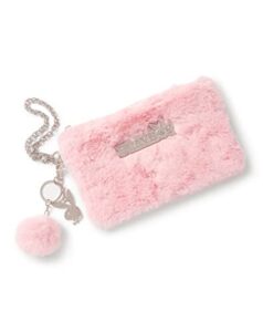 spencer’s pink furry playboy wristlet