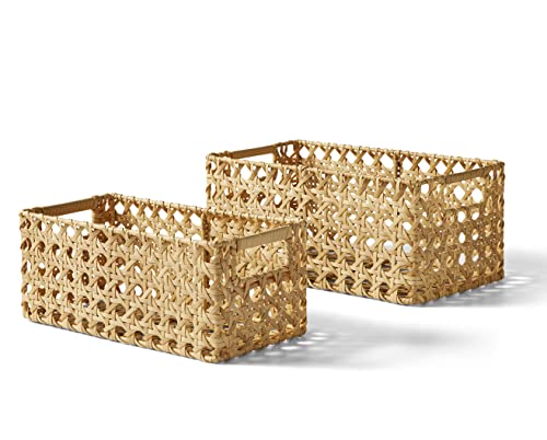 Natural Cane Weave Basket Set, 2-Piece - Easy to use