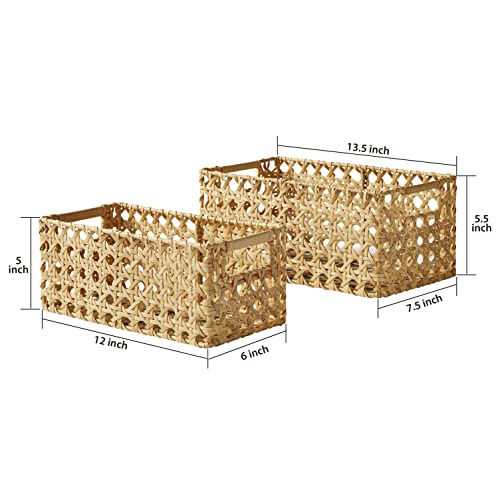 Natural Cane Weave Basket Set, 2-Piece - Easy to use