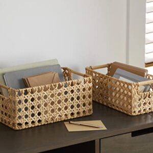 Natural Cane Weave Basket Set, 2-Piece - Easy to use