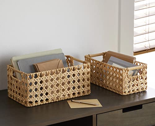 Natural Cane Weave Basket Set, 2-Piece - Easy to use